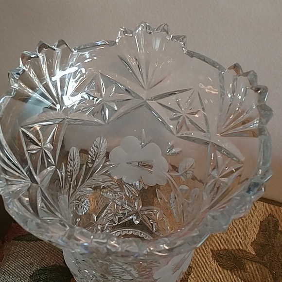 Accents | Vintage Cut Etched Crystal Vase 9 X 6 | Poshmark